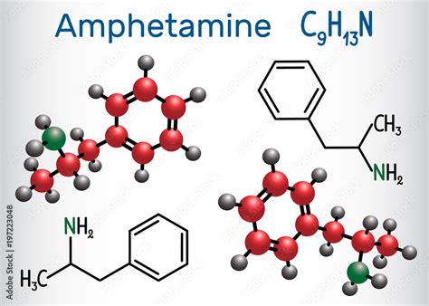 Amfetamine Amphetamine C9h13n Molecule Is A Potent Central Nervous