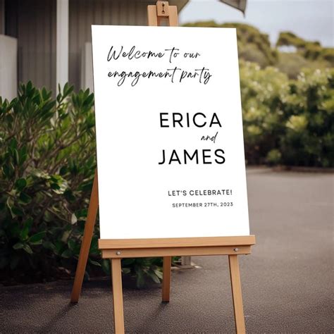 Engagement Party Sign Engagement Welcome Sign Minimalist Engaged Sign