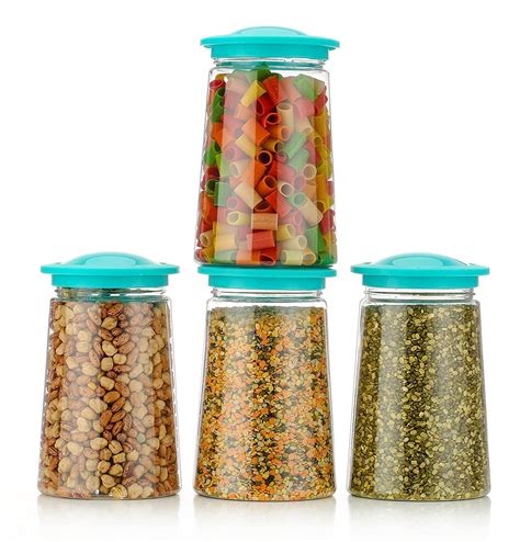 Buy Plekset Plastic Stackable Round Shape Containers With Lid 1100ml Blue Set Of 4 Online At