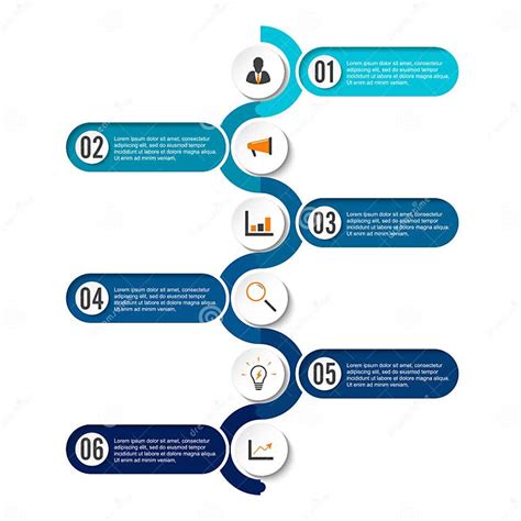 Template Timeline Infographic Colored Horizontal Numbered For Six