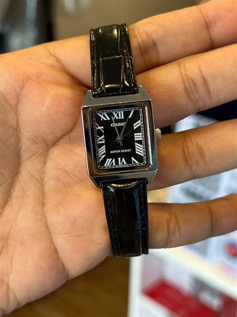 Casio Analog Black Leather Ladies Watch Ltp V007l 1b Legit Casio Analog Tank Leather Ladies