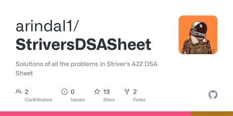 GitHub Arindal StriversDSASheet Solutions Of All The Problems In Striver S A Z DSA Sheet