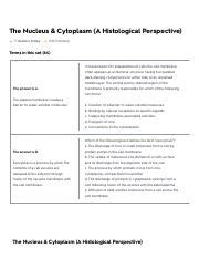 The Nucleus Cytoplasm A Histological Perspective Flashcards Quizlet Pdf The Nucleus