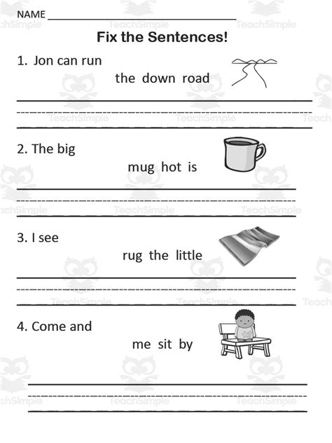 Fix The Sentence Worksheets Kindergarten Kindergarten Worksheets