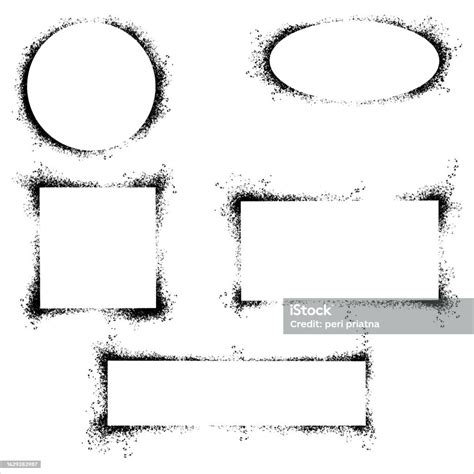 그런지 스텐실 프레임 세트 스프레이 페인트 프레임 잉크 튄 질감 및 스텐실은 흰색 위에 검은 색으로 스프레이 위에 테두리를 둡니다 벡터 그림입니다 0명에 대한 스톡 벡터