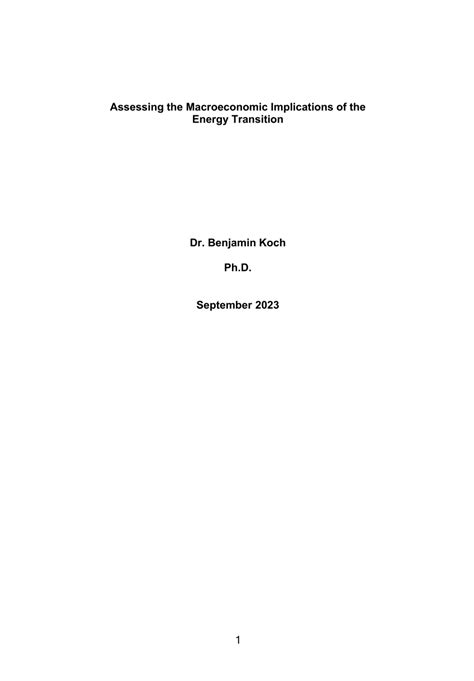 Pdf Assessing The Macroeconomic Implications Of The Energy Transition