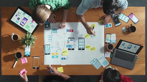 Skilled Developer Team Sharing Ux Ui Design By Using Mind Map Convocation Stock Footage