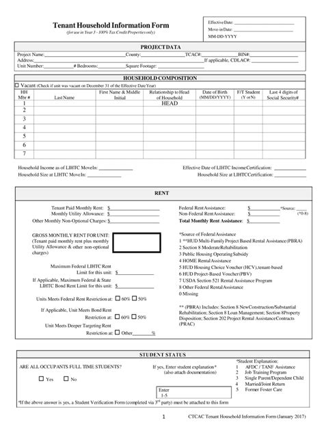 Ctcac Tenant Household Information Form Fill And Sign Printable Template Online Us Legal Forms