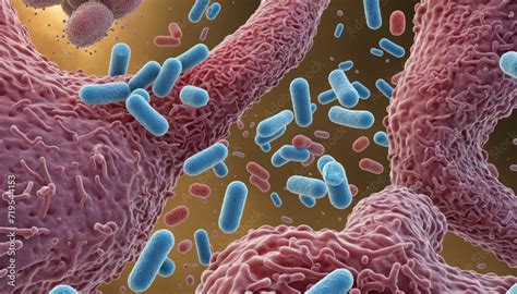 Concept Of Microscopic Microbiome View Of Bacteria Culture In The Gut