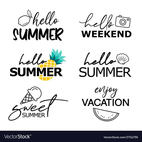 Hello Summer Hand Drawn Lettering Set Royalty Free Vector