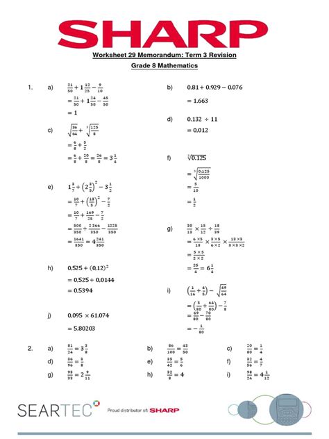 Worksheet 29 Memorandum Term 3 Revision Pdf Area Euclidean Geometry