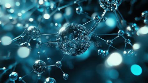 Abstract Close Up Of Interconnected Spheres And Molecules In Blue Hues