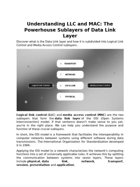 Understanding Llc And Mac Sublayer Of Data Link Layer Pdf Osi Model