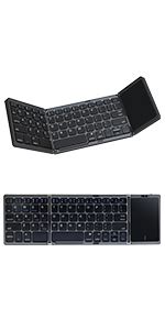 Echaar Bluetooth Keyboard Foldable With Touchpad Wireless Folding Keyboard Bluetooth Wireless
