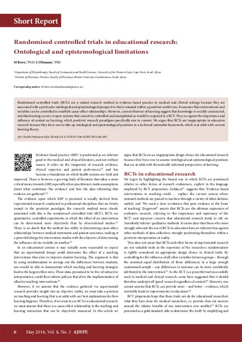 Pdf Randomised Controlled Trials In Educational Research Ontological