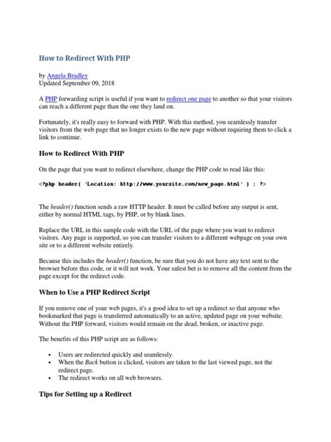 How To Redirect With Php Pdf Hypertext Transfer Protocol Php