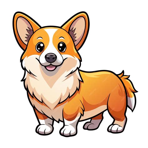 귀여운 웨일스 코르기 터 만화 일러스트레이션 프리미엄 Ai 생성 벡터