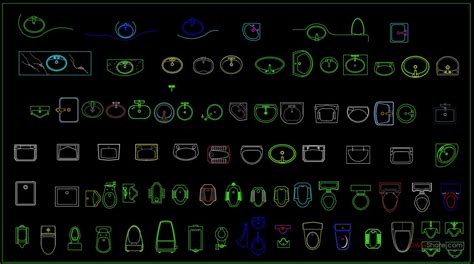 Bathtub Wash Basin Toilet Bowls Free AutoCAD Drawing Download