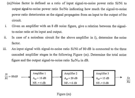 Solved M Noise Factor Is Defined As A Ratio Of Input Chegg Com