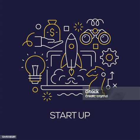 일러스트레이션 시작 개념의 벡터 집합입니다 웹 페이지 배너 포스터 인쇄 등을 위한 라인 아트 스타일 배경 디자인 벡터