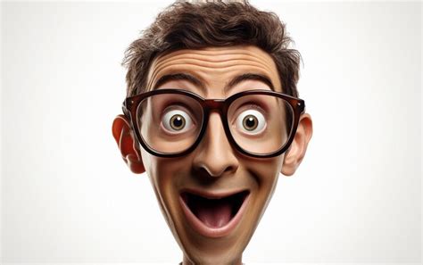 Premium Photo Nerd Face On White Background