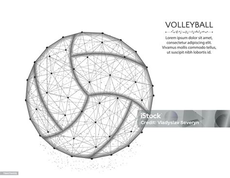 배구 낮은 폴리 디자인 스포츠 게임 추상 그래픽 흰색 배경에 포인트와 선으로 만든 볼 와이어 프레임 벡터 일러스트 개념에 대한