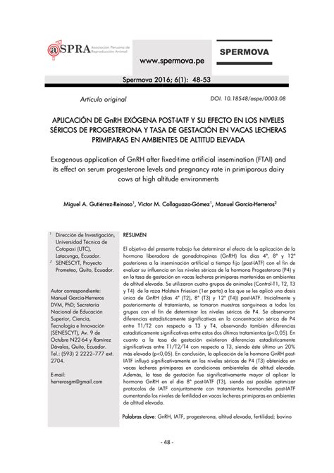 Pdf Exogenous Application Of Gnrh After Fixed Time Artificial Insemination Ftai And Its
