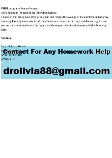 vhdl programming assignmentwrite functions for each of the follow pdf