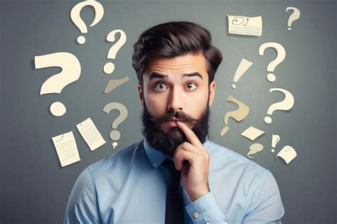 Man With Question Mark Paper Notes With Question Marks Beard Man Question Mark Solution Problems