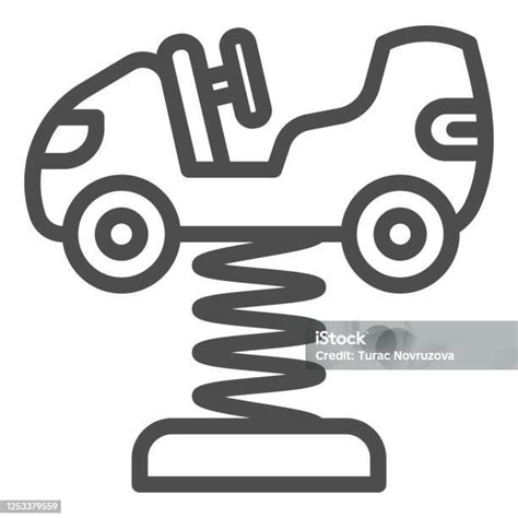 스프링 라인 아이콘에 자동차 장난감을 흔들 놀이 공원 개념 모바일 개념과 웹 디자인을위한 윤곽 스타일에 봄 아이콘에 키드 자동차