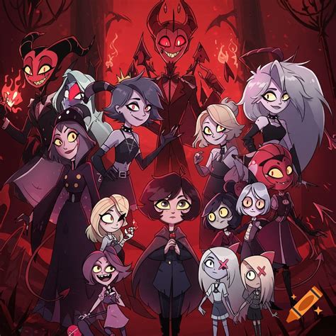 A Group Of Cartoon Demon Like Characters With Red Eyes And Sharp Smiles