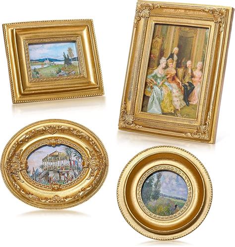 Geetery 4 Pcs Vintage Picture Frames Set Mini Antique