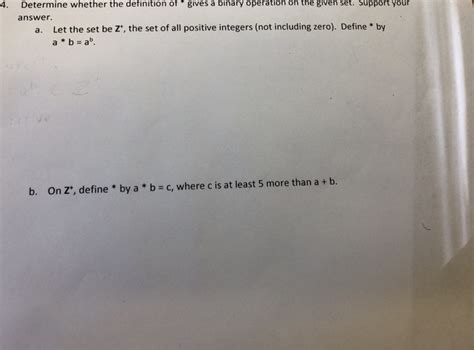 Solved 4 Determine Whether The Definition Of Gives A Binary