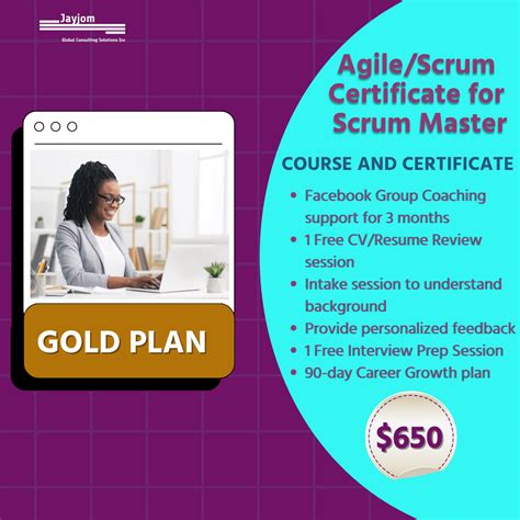 2 Monthly Pay Gold Plan Agilescrum Certificate For Scrum Master
