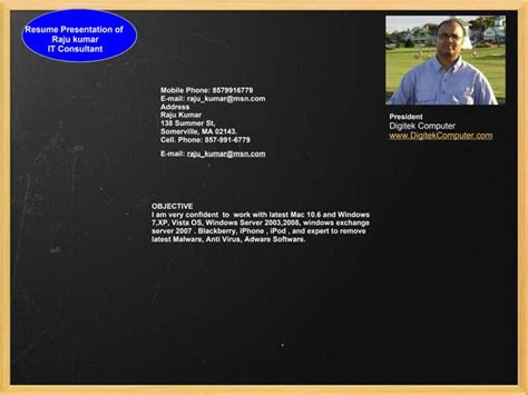 Raju Kumar Resume Presentation2 Ppt