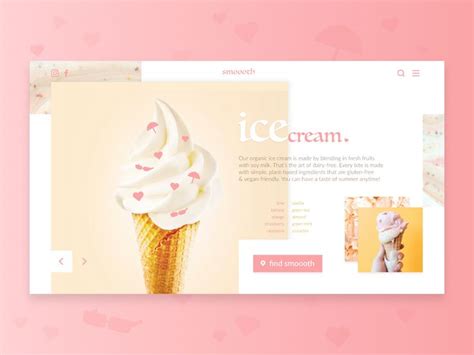 Ice Cream Website Design Pink Pastel Colors