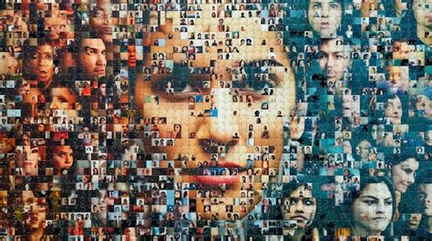 Premium Photo An Image Of A Human Photo Mosaic Assembled From Many