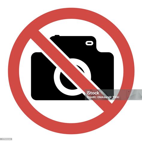 빨간색 금지 정지 기호 빨간색 원 경고 및 기호와 항목 또는 액세스 단순히 벡터 그래픽 일러스트 레이션 포토 카메라와 흰색