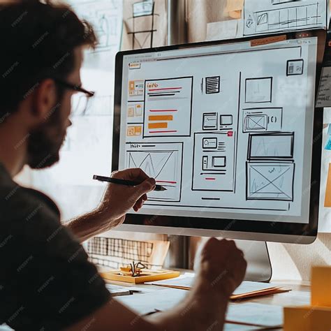 A Visual Of A Uiux Designer Creating An Interactive Prototype For A New Website Premium Ai