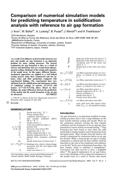 Pdf Comparison Of Numerical Simulation Models For Predicting