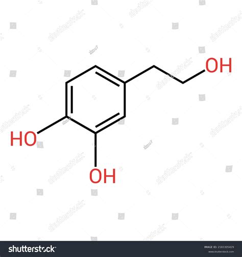 Chemical Structure Hydroxytyrosol C8h10o3 Stock Vector Royalty Free