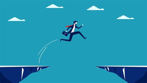 Businessman Jumping Over The Gap Between Two Cliffs 46800816 Vector Art At Vecteezy
