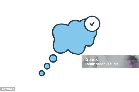 유효성 검사 아이디어 아이콘입니다 확인 표시가 있는 생각 거품 방향 및 목적과 관련된 아이콘입니다 앱 사용자 인터페이스 인쇄 가능 등에 적합합니다 플랫 라인 아이콘