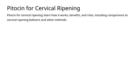 Pitocin For Cervical Ripening Meds Is