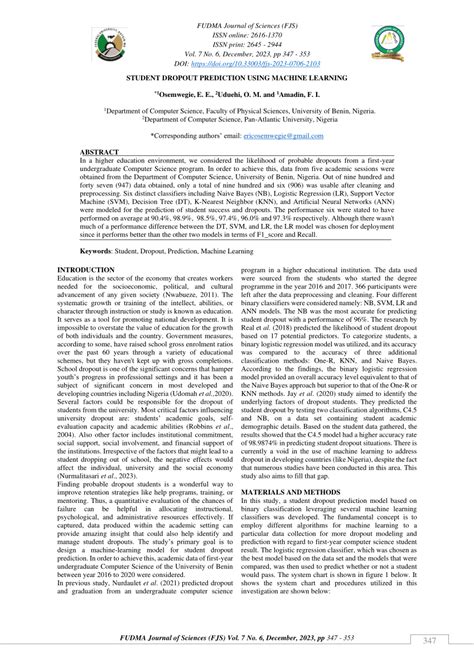 Pdf Student Dropout Prediction Using Machine Learning