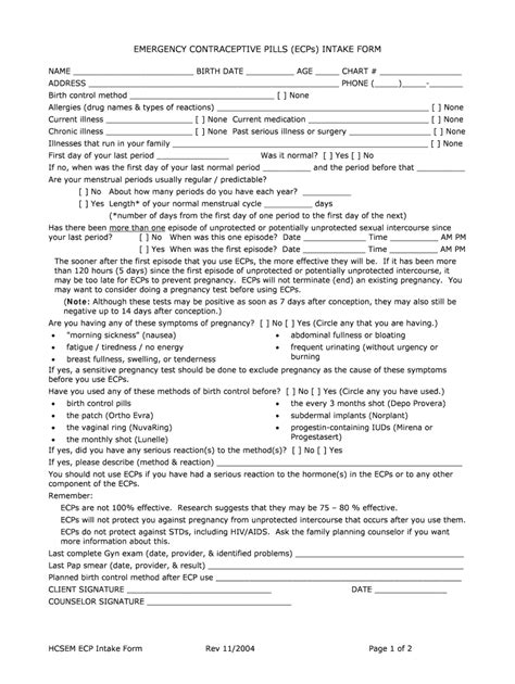 Fillable Online Ecp Intake Form Rev 11 2004 Health Imperatives Fax Email Print Pdffiller