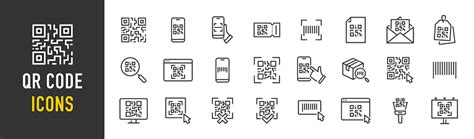 선 스타일의 Qr 코드 웹 아이콘입니다 스캔 코딩 정보 Qr 코드 기호 식별 벡터 일러스트 레이 션입니다 Brand Name Smart Phone에 대한 스톡 벡터 아트 및
