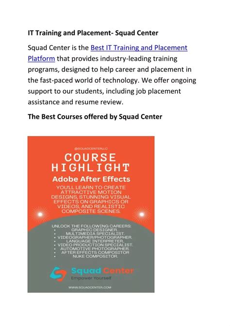 Ppt The Best Courses Offered By Squad Center Best It Training And Placement Powerpoint