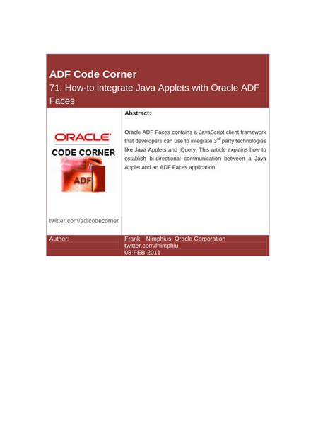 pdf adf code corner · pdf fileadf code corner how to integrate java