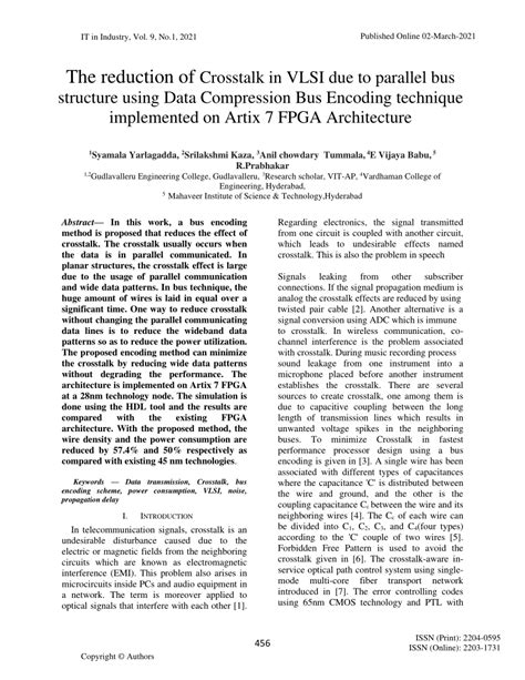 Pdf The Reduction Of Crosstalk In Vlsi Due To Parallel Bus Structure